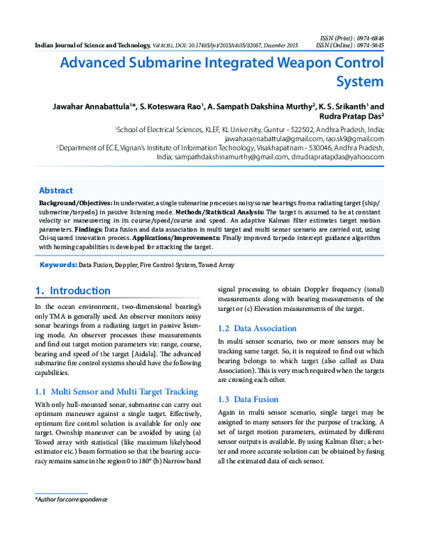 (PDF) Advanced Submarine Integrated Weapon Control System