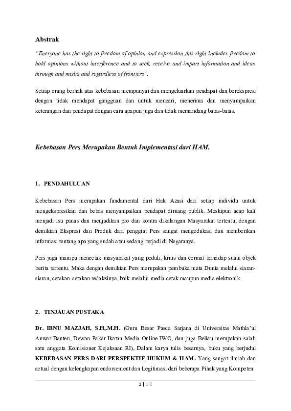 (DOC) Tugas artikel KEBEBASAN PERS Tugas Dr Ibnu | MR EB - Academia.edu