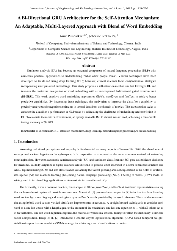 (PDF) A Bi-Directional GRU Architecture for the Self-Attention Mechanism: An Adaptable, Multi ...