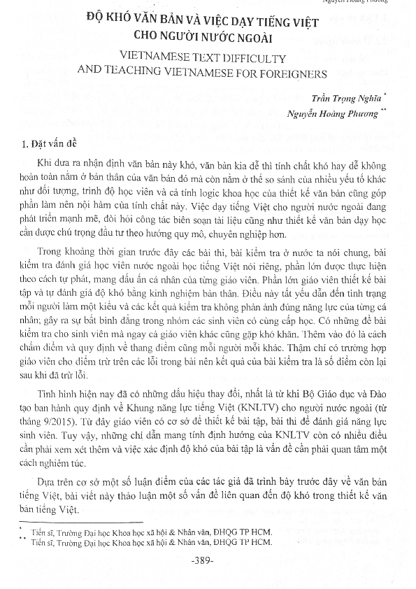 (PDF) VIETNAMESE TEXT DIFFICULTY AND TEACHING VIETNAMESE FOR FOREIGNERS