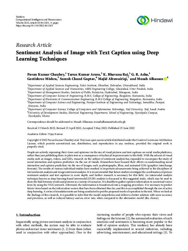 (PDF) Sentiment Analysis of Image with Text Caption using Deep Learning Techniques