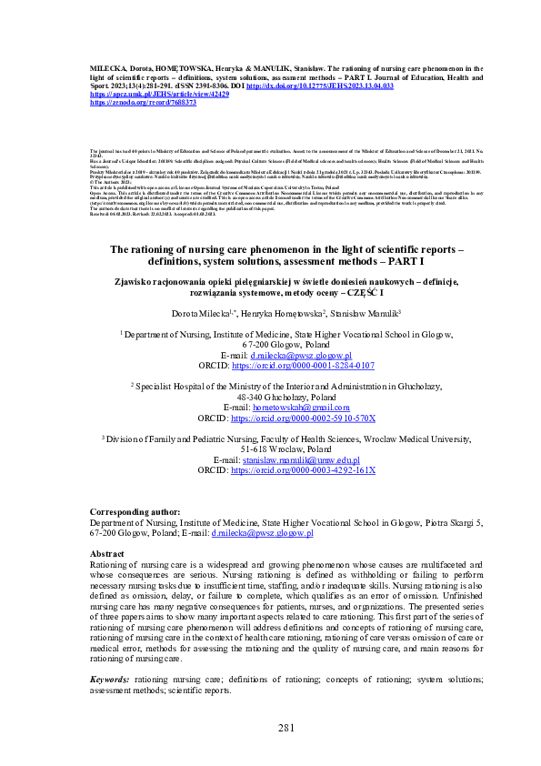 (PDF) The rationing of nursing care phenomenon in the light of ...