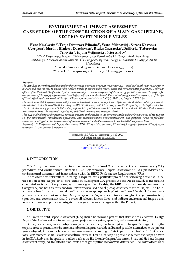 (PDF) Environmental impact assessment case study of the construction of ...