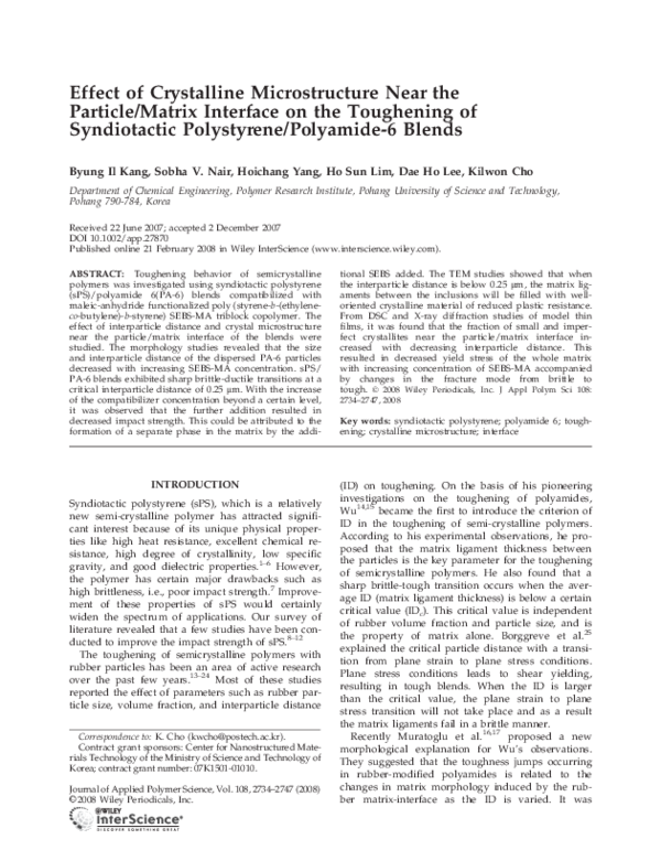 (PDF) Effect of crystalline microstructure near the particle/matrix ...