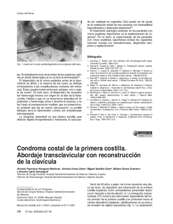 (PDF) Condroma costal de la primera costilla. Abordaje transclavicular ...