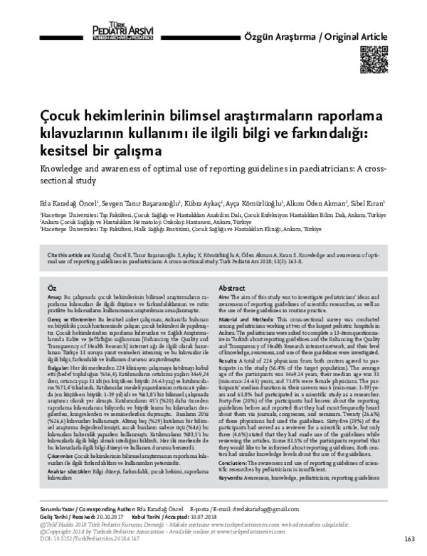 (PDF) Knowledge and awareness of optimal use of reporting guidelines in ...