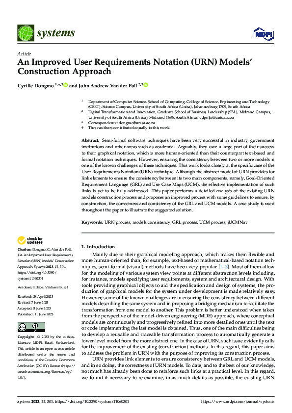 (PDF) An Improved User Requirements Notation (URN) Models’ Construction Approach