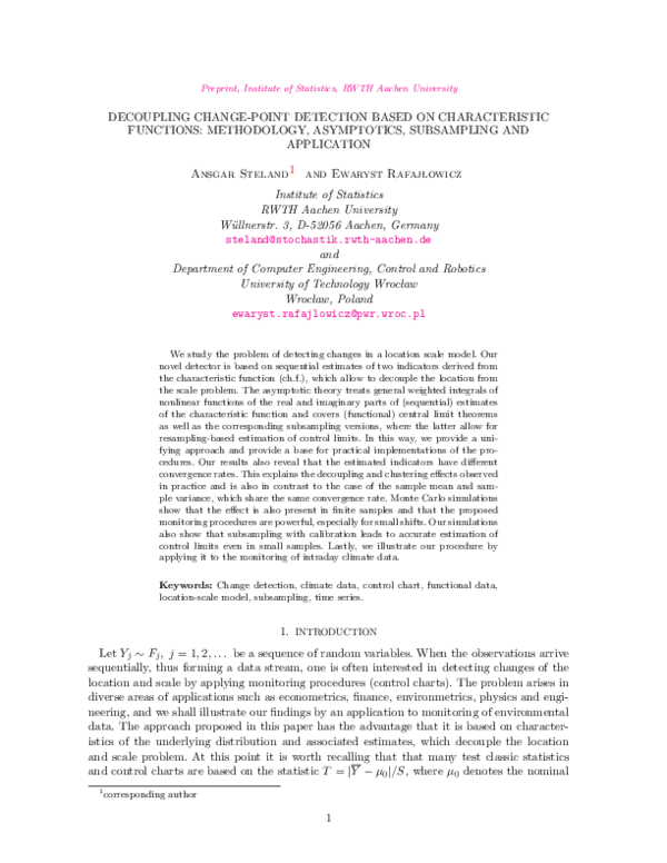 (PDF) Decoupling change-point detection based on characteristic functions: Methodology ...