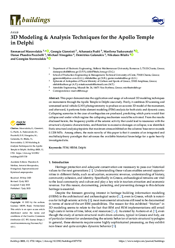 (PDF) 3D Modeling & Analysis Techniques for the Apollo Temple in Delphi