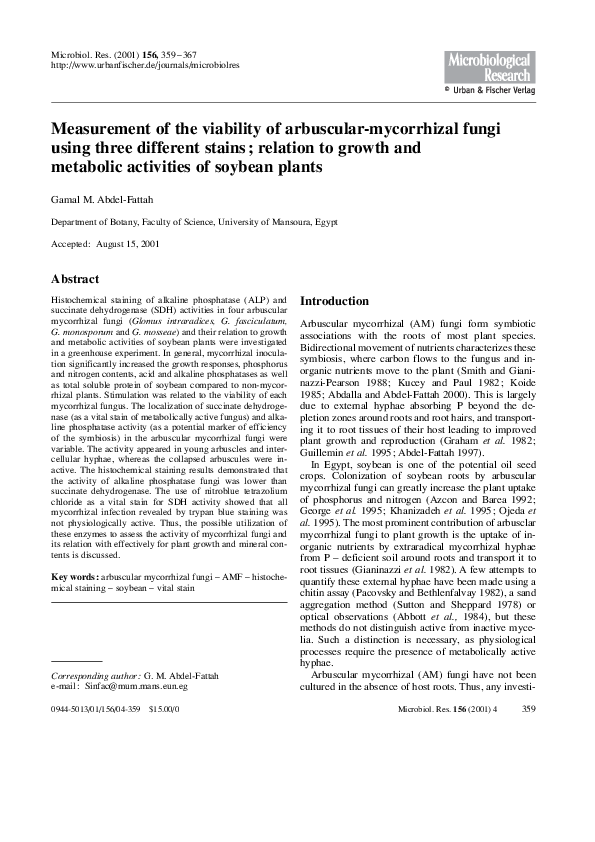 (PDF) Measurement of the viability of arbuscular-mycorrhizal fungi ...