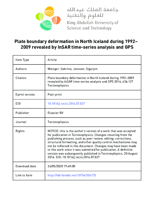 (PDF) Plate boundary deformation in North Iceland during 1992–2009 ...