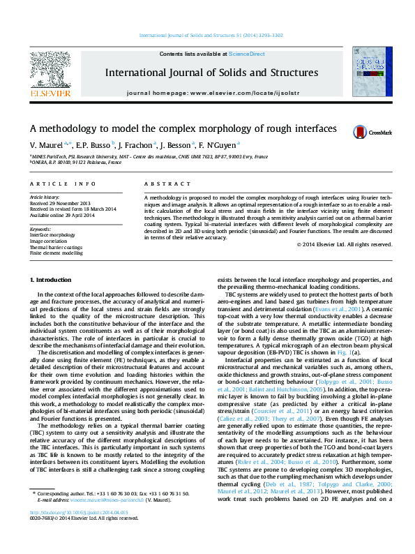 (PDF) A methodology to model the complex morphology of rough interfaces