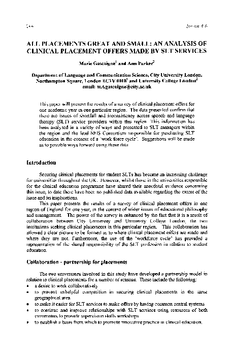 (PDF) All Placements Great and Small: An Analysis of Clinical Placement ...