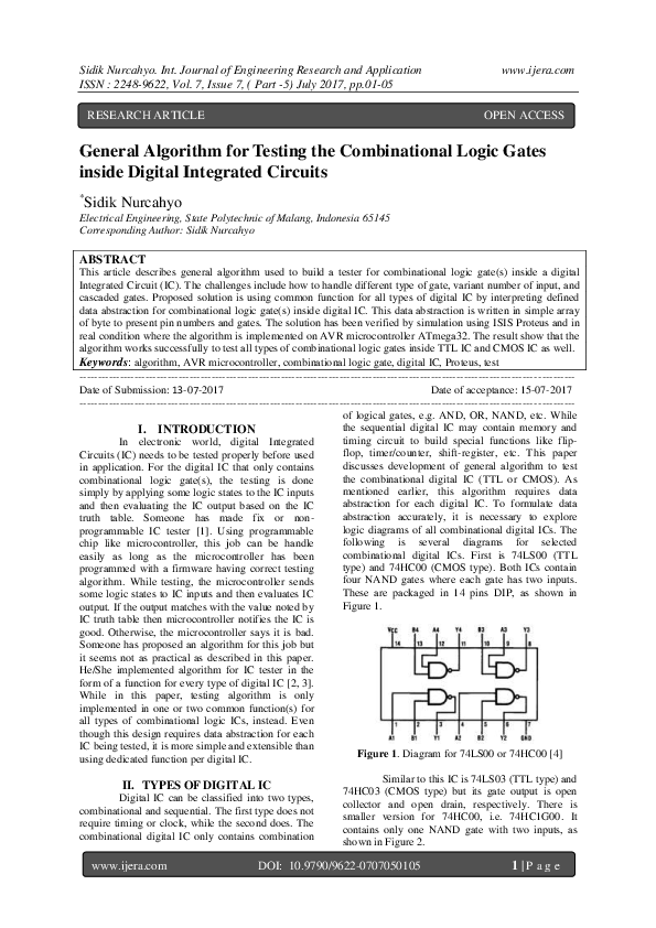 (PDF) General Algorithm for Testing the Combinational Logic Gates ...