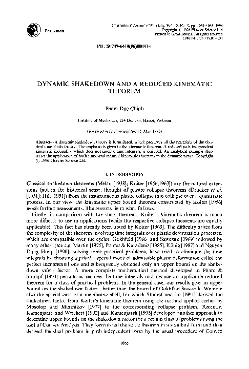 (PDF) Dynamic shakedown and a reduced kinematic theorem | Đức Phạm ...