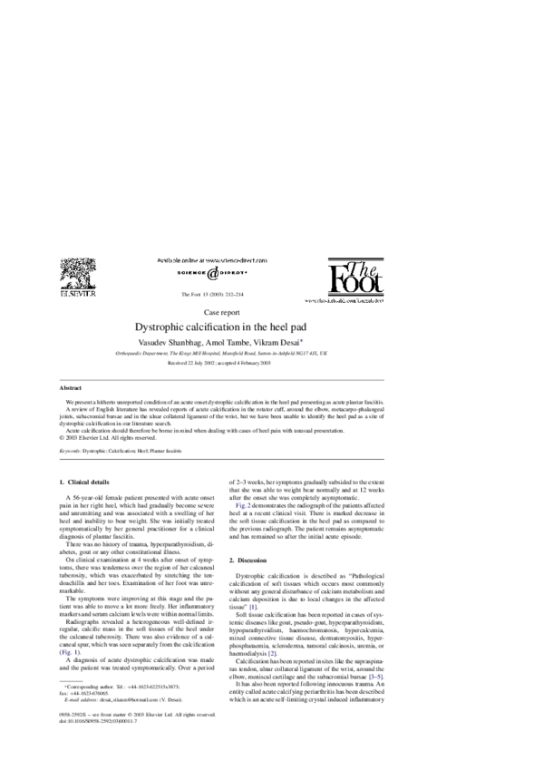 (PDF) Dystrophic calcification in the heel pad