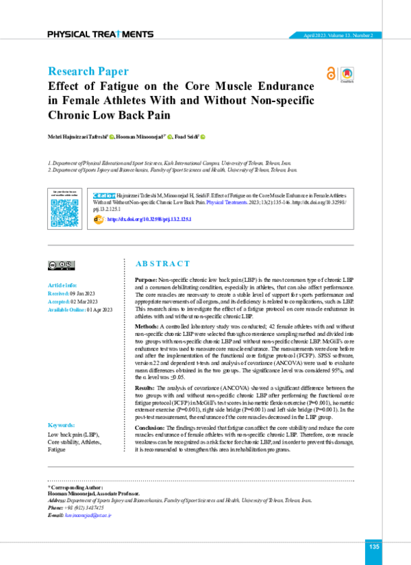 (PDF) Effect of Fatigue on the Core Muscle Endurance in Female Athletes ...