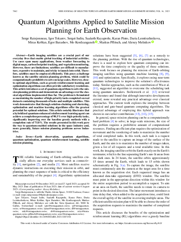(PDF) Quantum Algorithms Applied to Satellite Mission Planning for Earth Observation