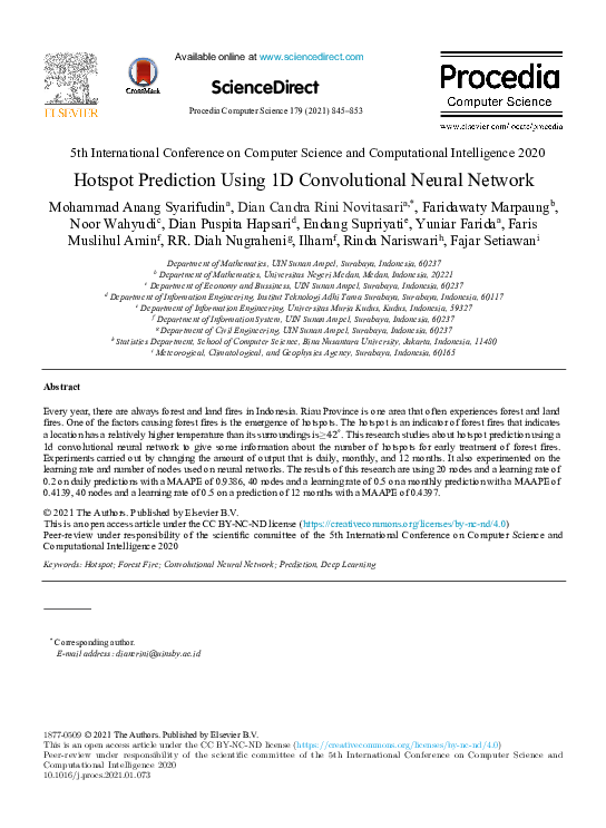 Pdf Hotspot Prediction Using 1d Convolutional Neural Network Faris Amin