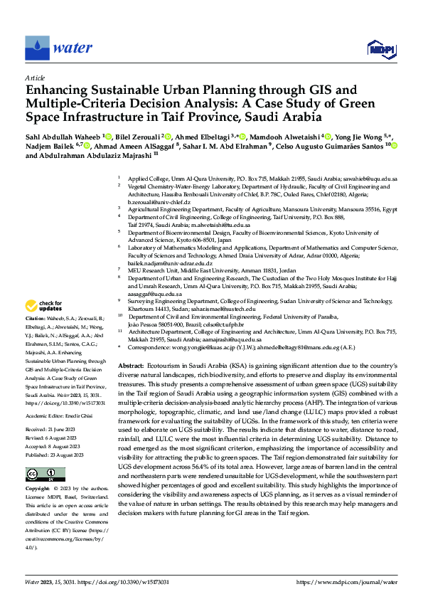 (PDF) Enhancing Sustainable Urban Planning through GIS and Multiple-Criteria Decision Analysis ...