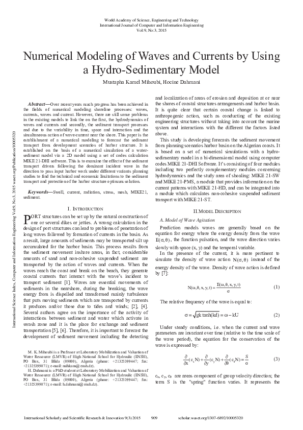 (PDF) Numerical Modeling Of Waves And Currents By Using A Hydro ...