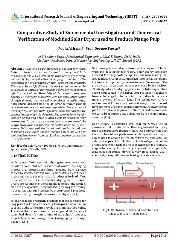 (PDF) Comparative Study of Experimental Investigation and Theoretical ...