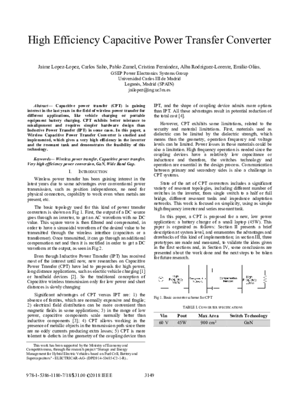 (PDF) High efficiency Capacitive Power Transfer Converter