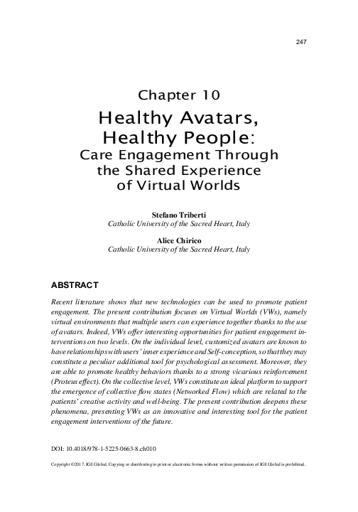 (PDF) Healthy Avatars, Healthy People