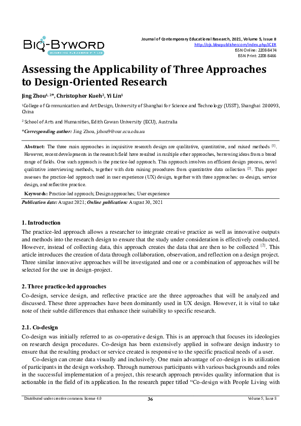 (PDF) Assessing the Applicability of Three Approaches to Design ...