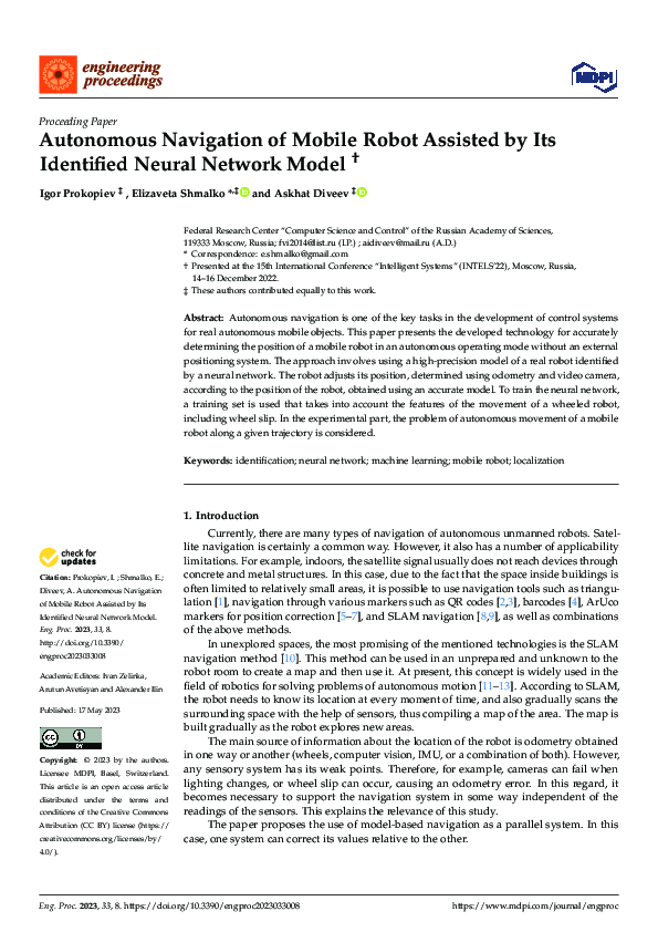 (PDF) Autonomous Navigation of Mobile Robot Assisted by Its Identified Neural Network Model