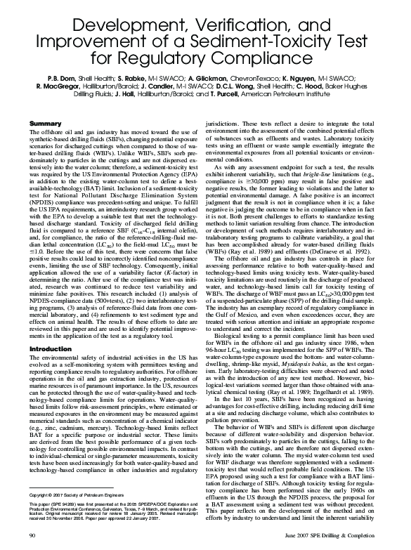 (PDF) Development, Verification, and Improvement of a Sediment Toxicity ...