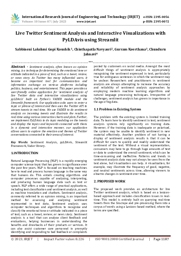 (PDF) Live Twitter Sentiment Analysis and Interactive Visualizations ...