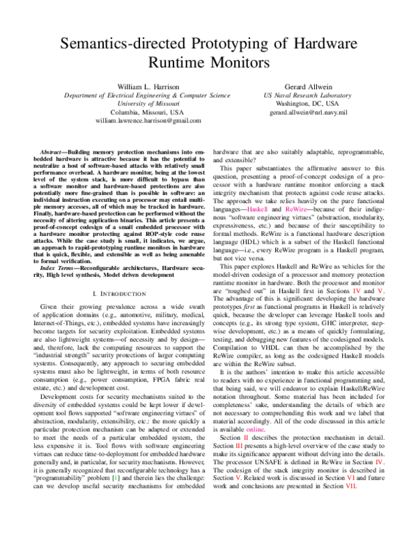 (PDF) Semantics-Directed Prototyping of Hardware Runtime Monitors