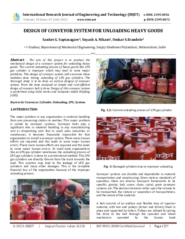 (PDF) DESIGN OF CONVEYOR SYSTEM FOR UNLOADING HEAVY GOODS
