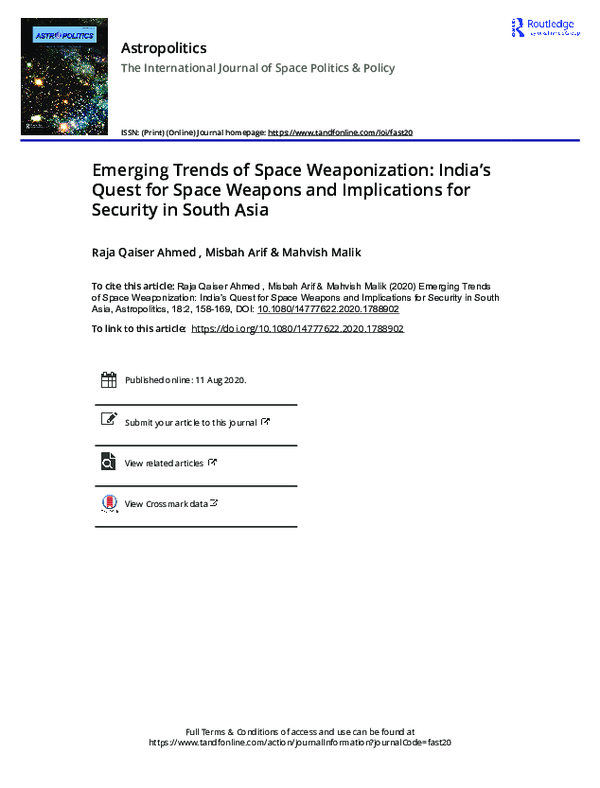(PDF) Emerging Trends of Space Weaponization: India’s Quest for Space ...