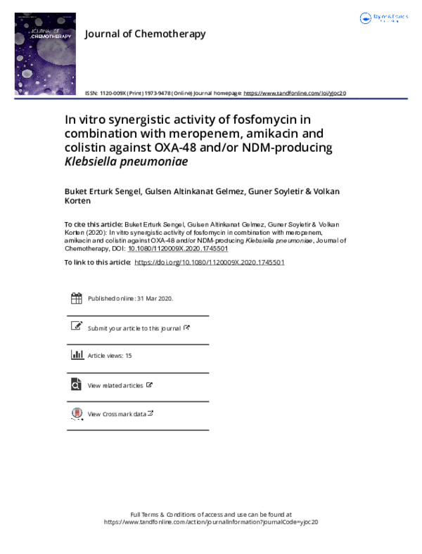 (PDF) In vitro synergistic activity of fosfomycin in combination with ...