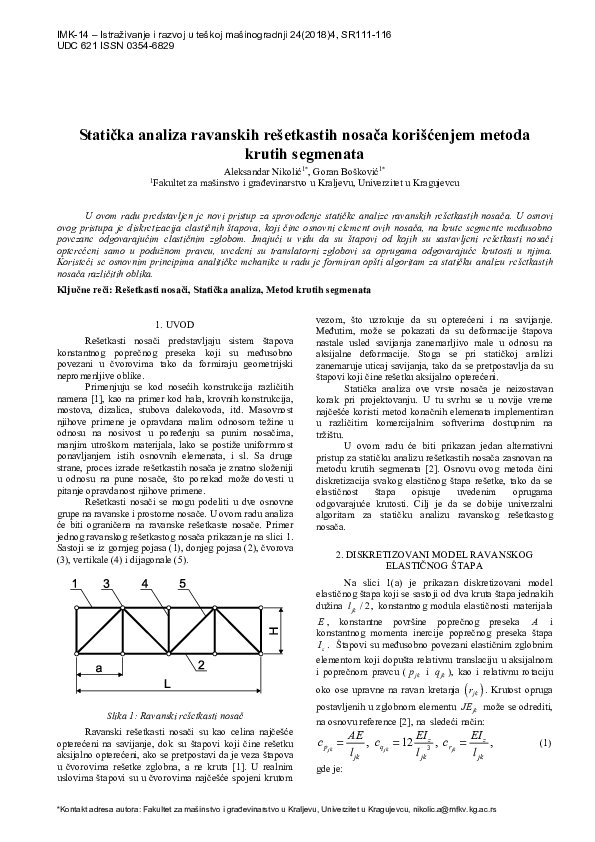(PDF) Static analysis of planar truss by using rigid segment method