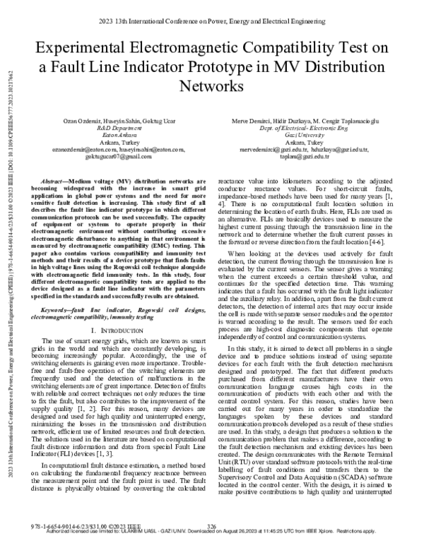 (PDF) Experimental Electromagnetic Compatibility Test on a Fault Line ...