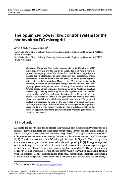 (PDF) The optimized power flow control system for the photovoltaic DC ...