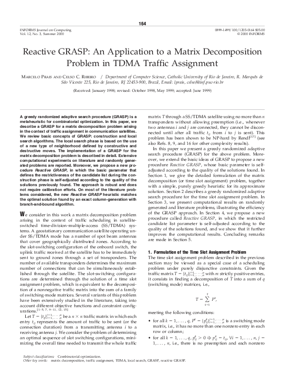 (PDF) Reactive GRASP: An Application to a Matrix Decomposition Problem ...