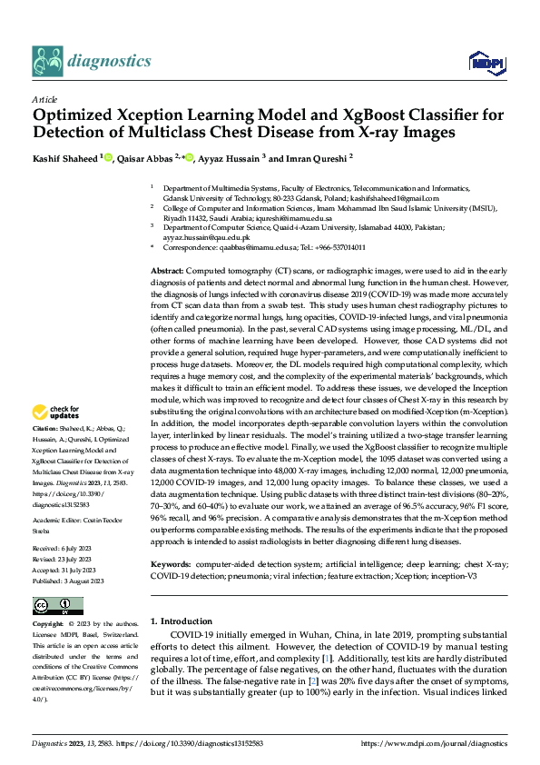 (PDF) Optimized Xception Learning Model and XgBoost Classifier for ...