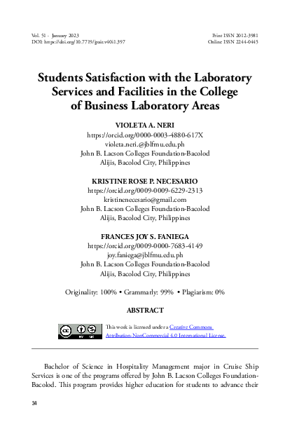 (PDF) Students Satisfaction with the Laboratory Services and Facilities in the College of ...