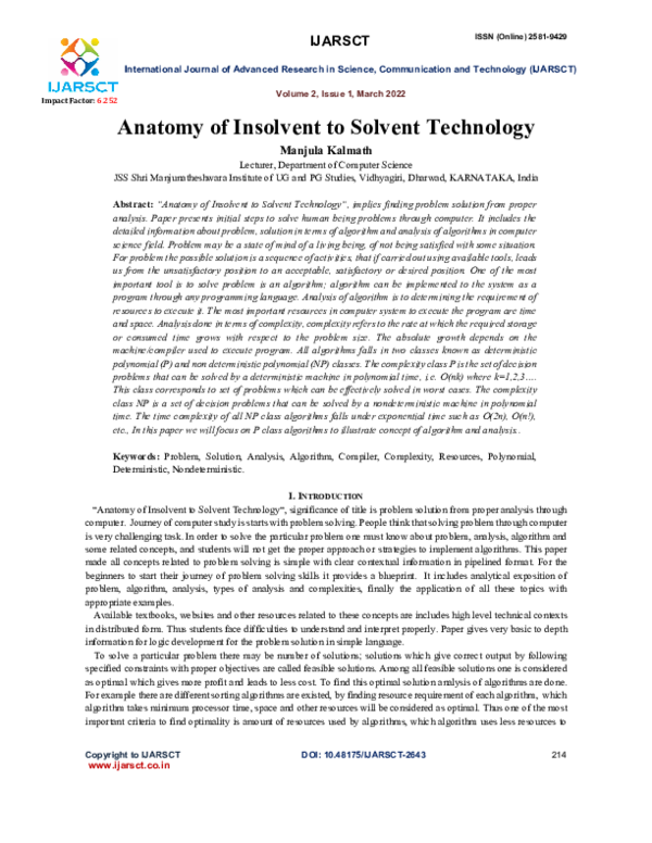 (PDF) Anatomy of Insolvent to Solvent Technology