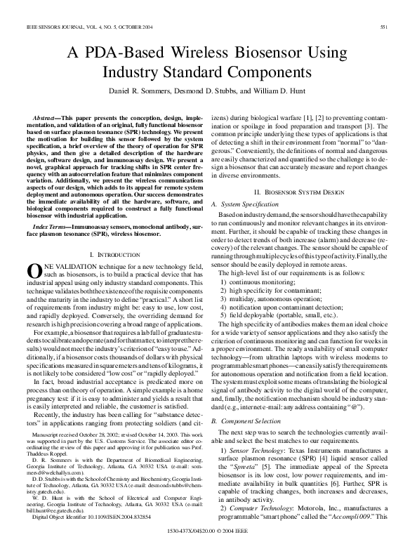 (PDF) A PDA-Based Wireless Biosensor Using Industry Standard Components ...