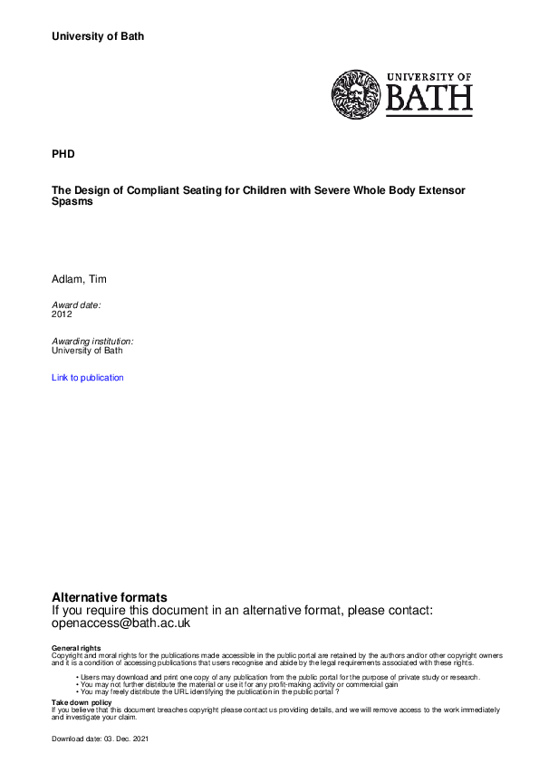 (PDF) The Design of Compliant Seating for Children with Severe Whole ...