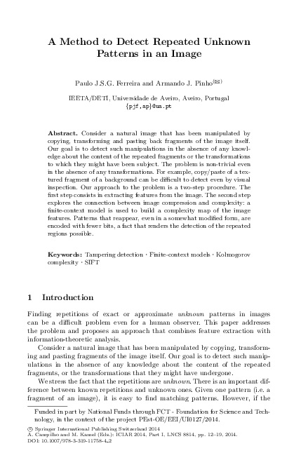 A Method to Detect Repeated Unknown Patterns in an Image