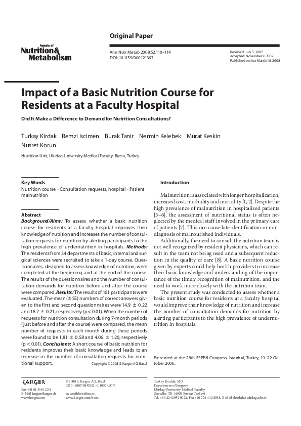 (PDF) Impact of a Basic Nutrition Course for Residents at a Faculty ...