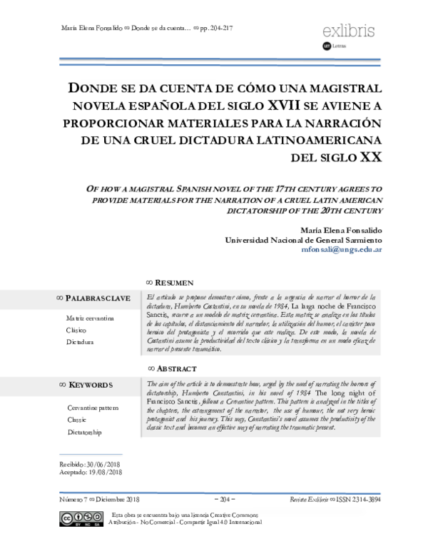 (PDF) Donde se da cuenta de cómo una magistral novela española del siglo XVII se aviene a ...