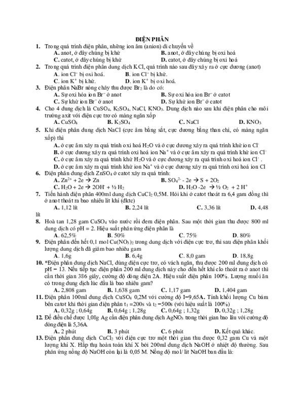 (PDF) BT ĐIỆN PHÂN