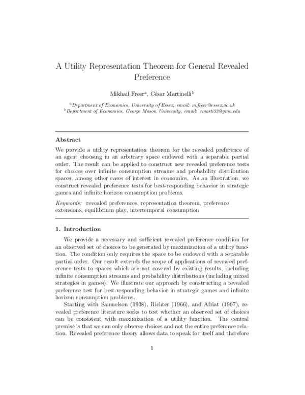 (PDF) A utility representation theorem for general revealed preference